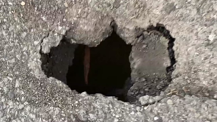 Large hole forms on bridge over Lackawanna River | wnep.com