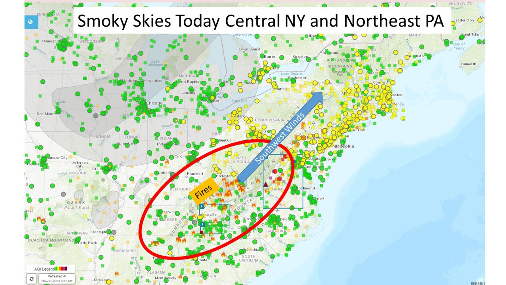 Smoky smell in Pa. from Tennessee wildfires | wnep.com