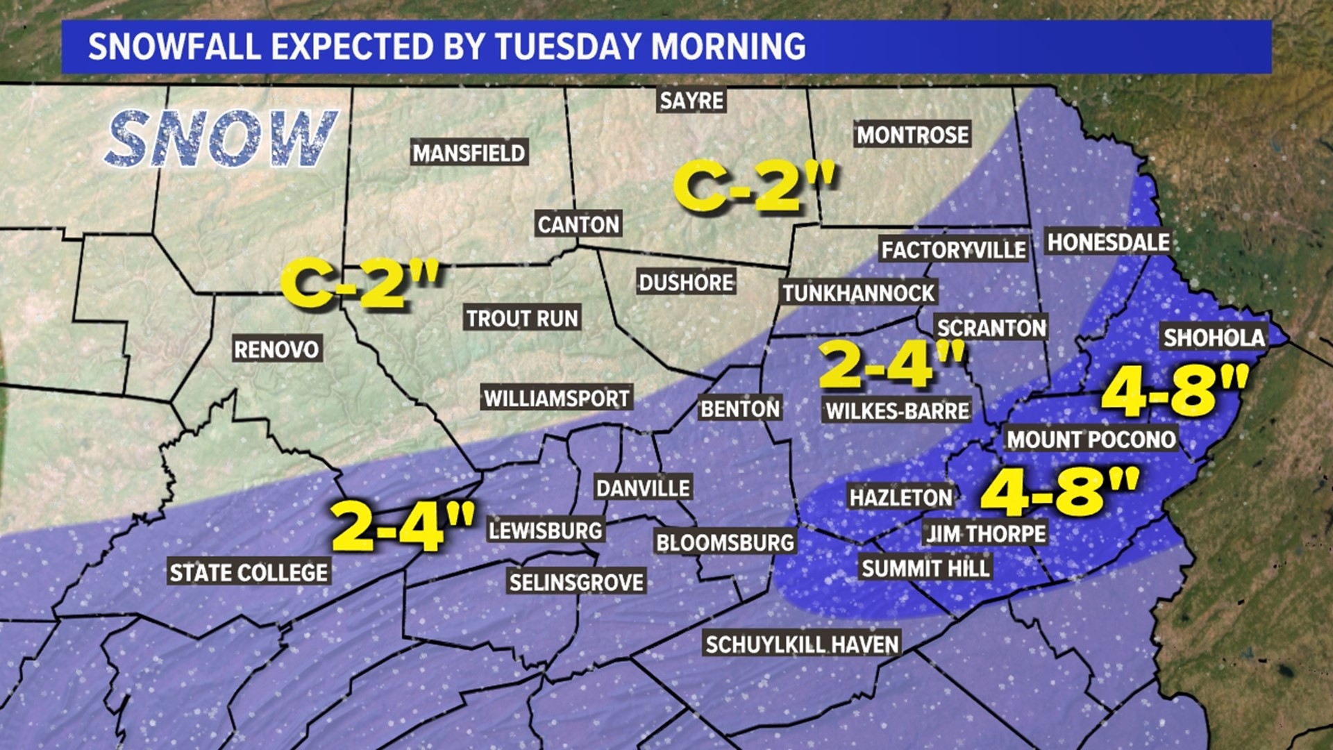 Potential snow totals in Pa. drop as storm shifts south | wnep.com