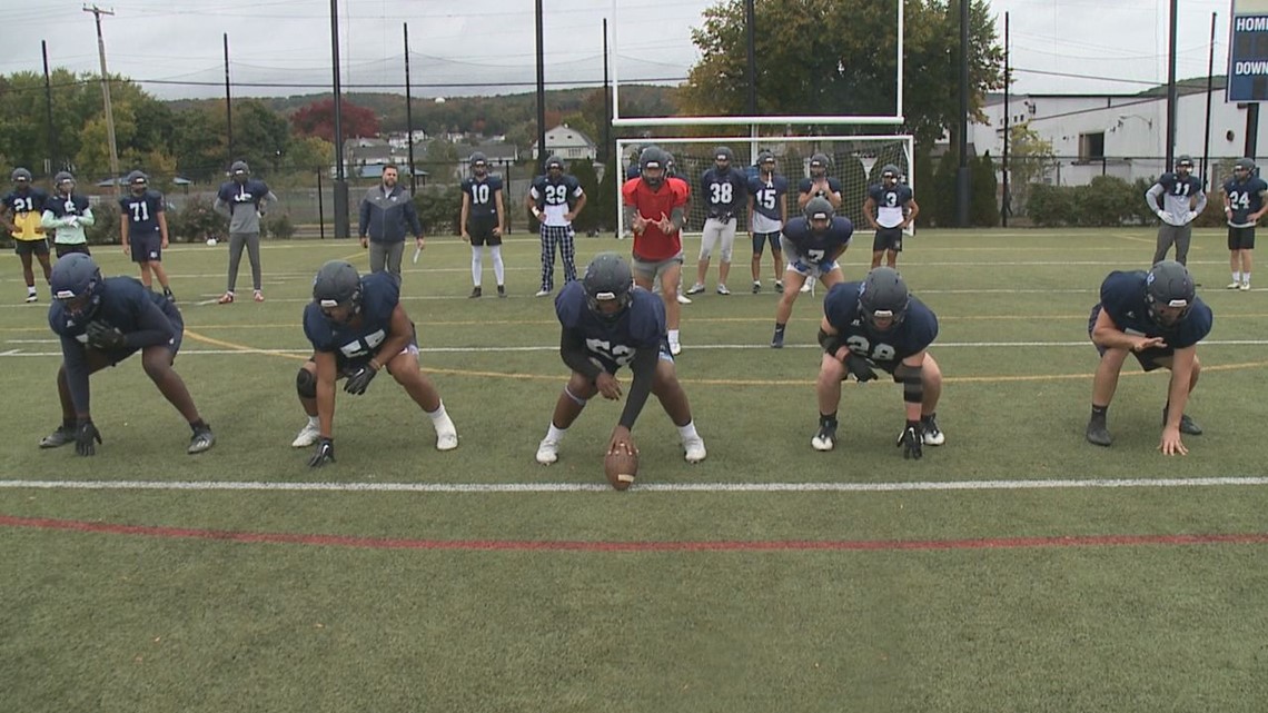 Blue Knights Football Team With The Building Blocks From Around The ...