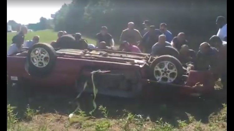 Group of Strangers Flip Car, Save Man Trapped Inside Crushed ...