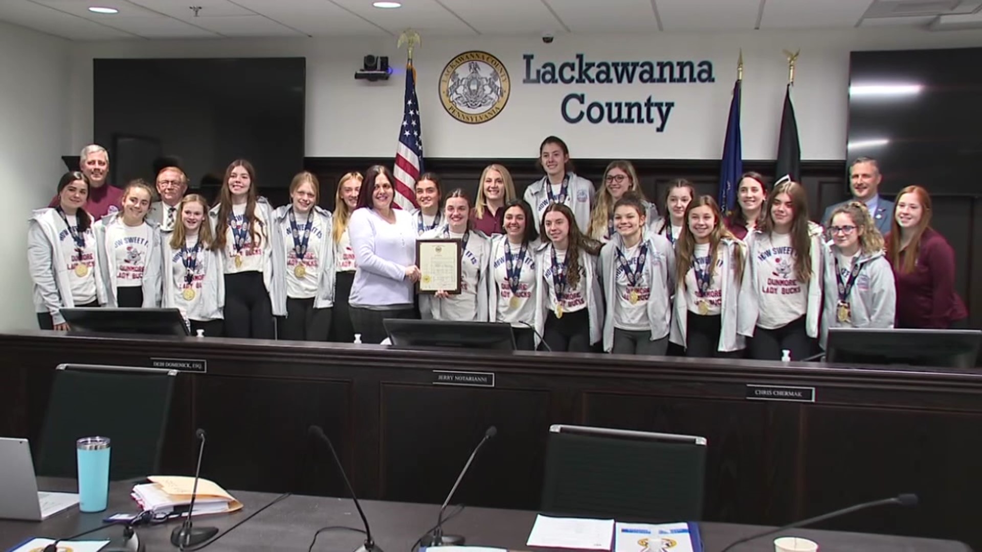 Dunmore Lady Bucks honored by Lackawanna County Commissioners | wnep.com