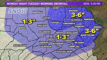 Snow totals and timing for Monday's winter storm in Pa. | wnep.com