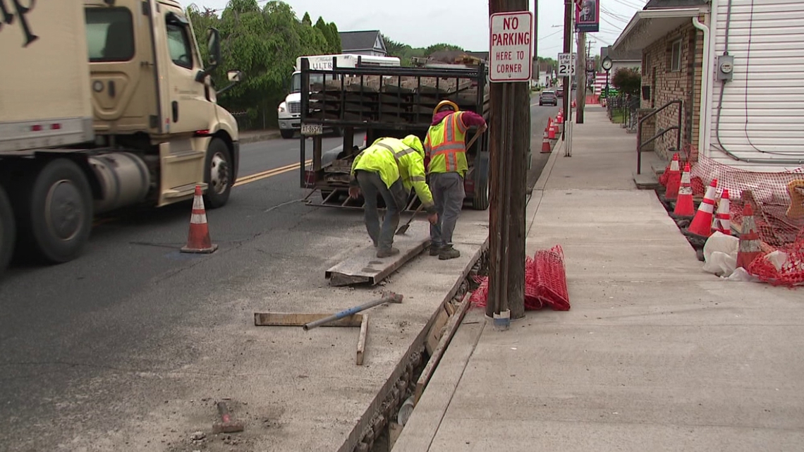 Crews repairing sidewalks on Duryea's Main Street | wnep.com
