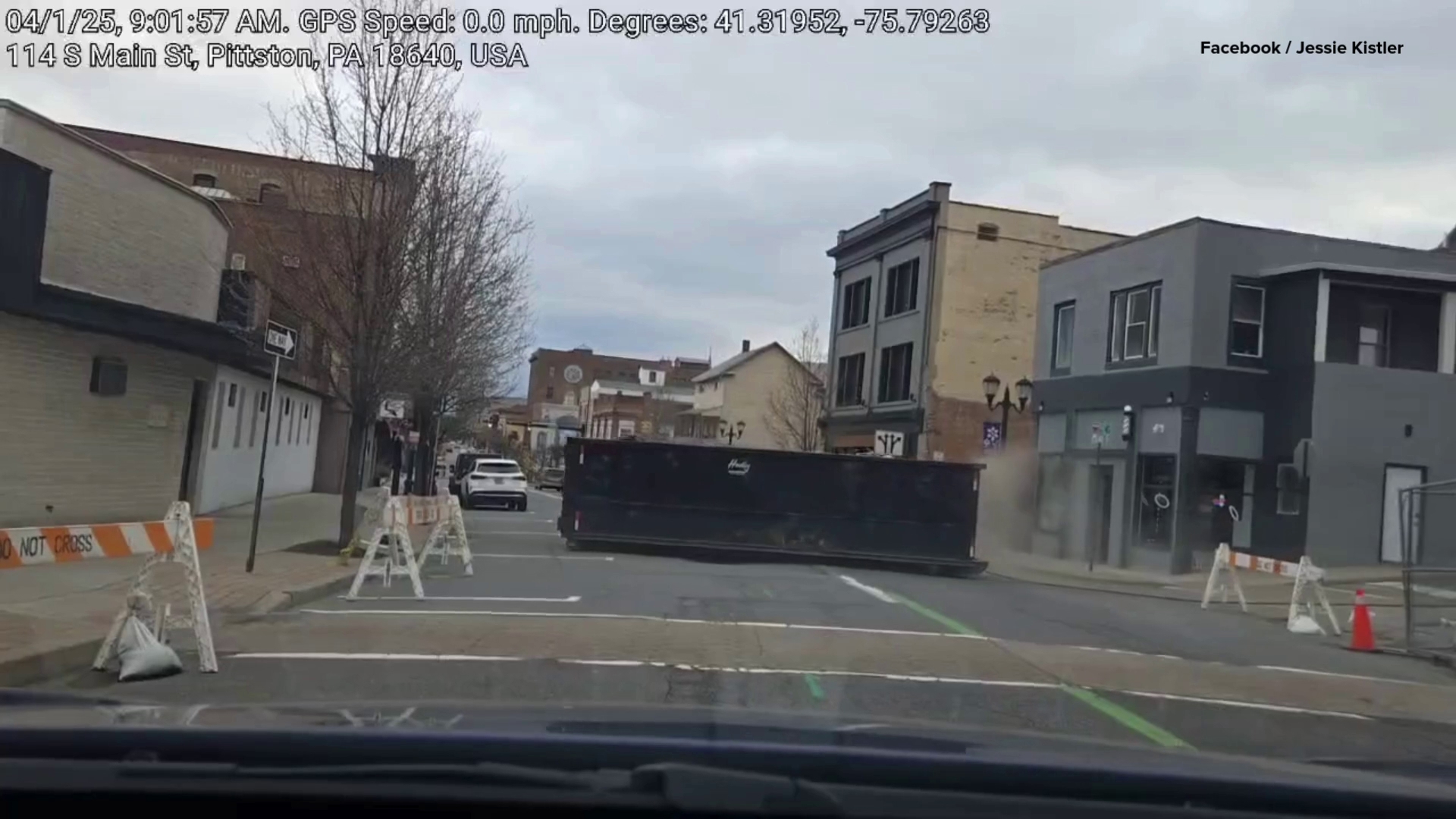Captured on Camera: Dumpster barrels down Pittston's Pine Street | wnep.com