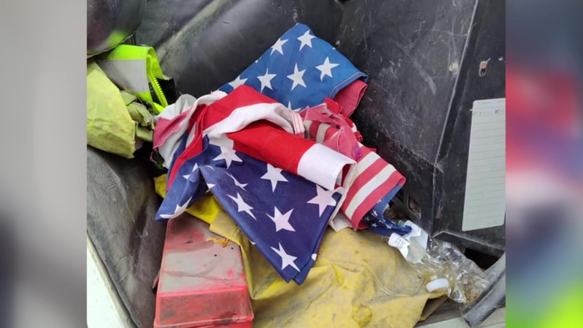 Dickson City garbage collector retires flags found in trash | wnep.com