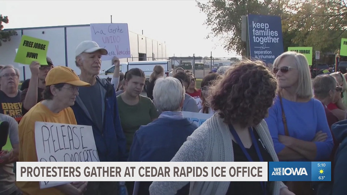 Protesters gather at Department of Homeland Security office in Cedar ...