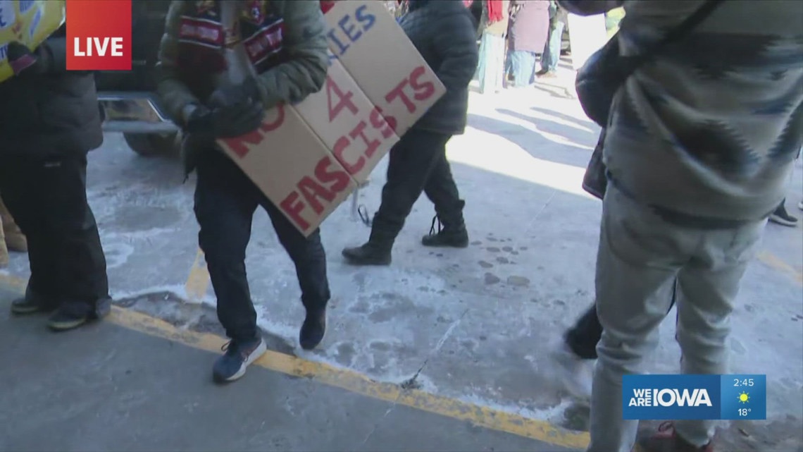Protesters gather near Trump event in Iowa | weareiowa.com
