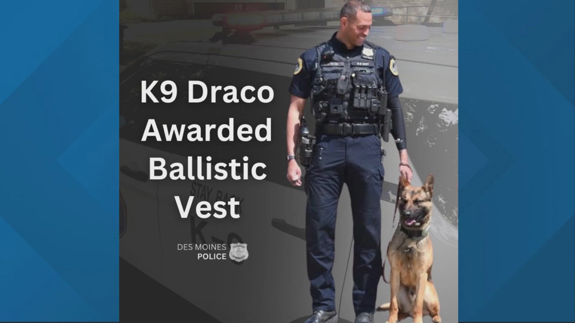 Draco the DMPD K9 officer awarded new armor | weareiowa.com