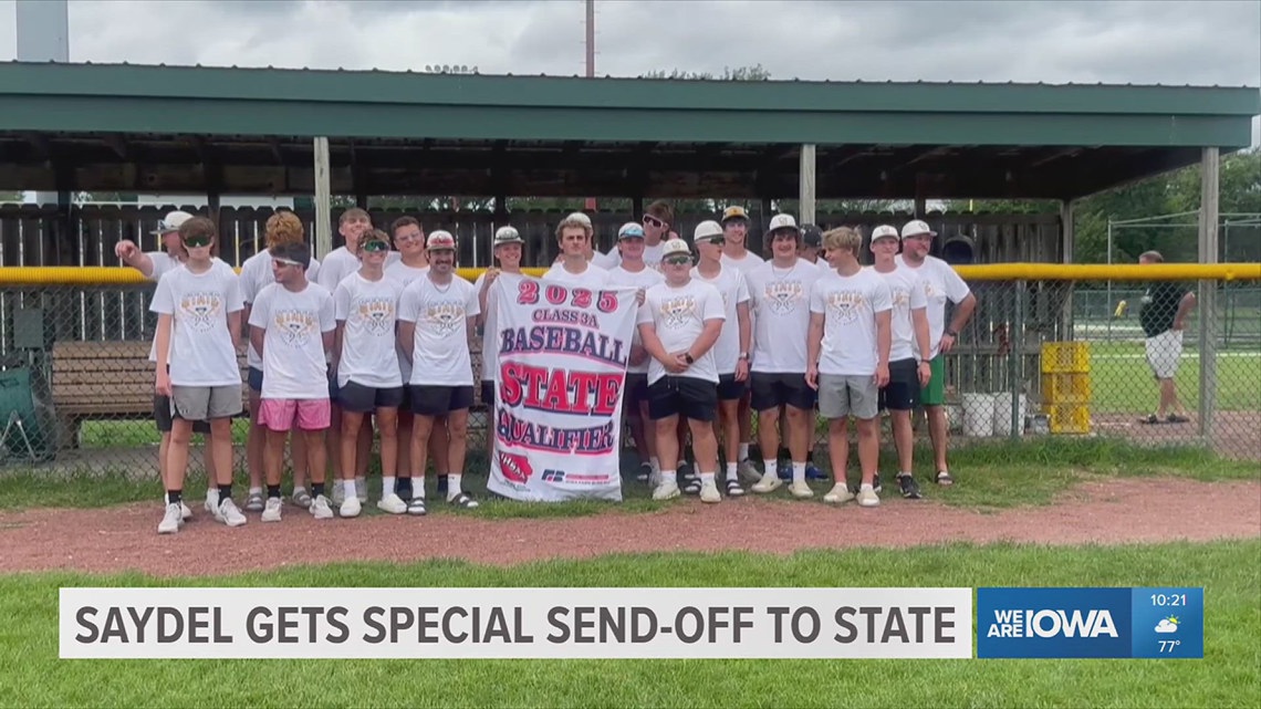 Saydel baseball team gets sent to state tournament in style | weareiowa.com