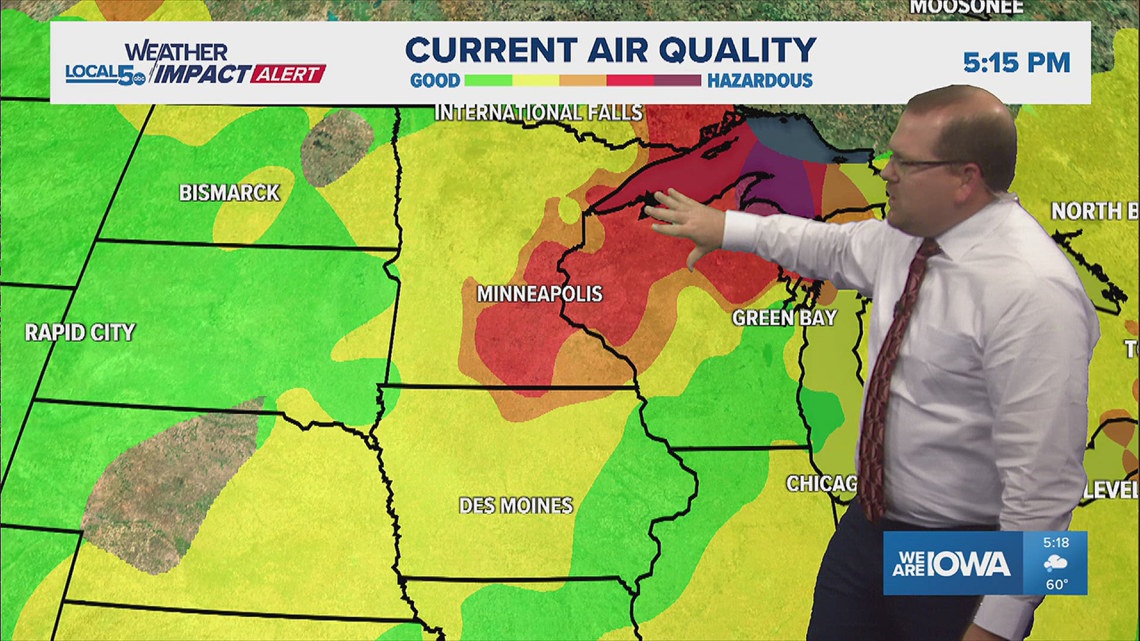 Air quality could become 'unhealthy' in Iowa due to Canadian wildfires ...