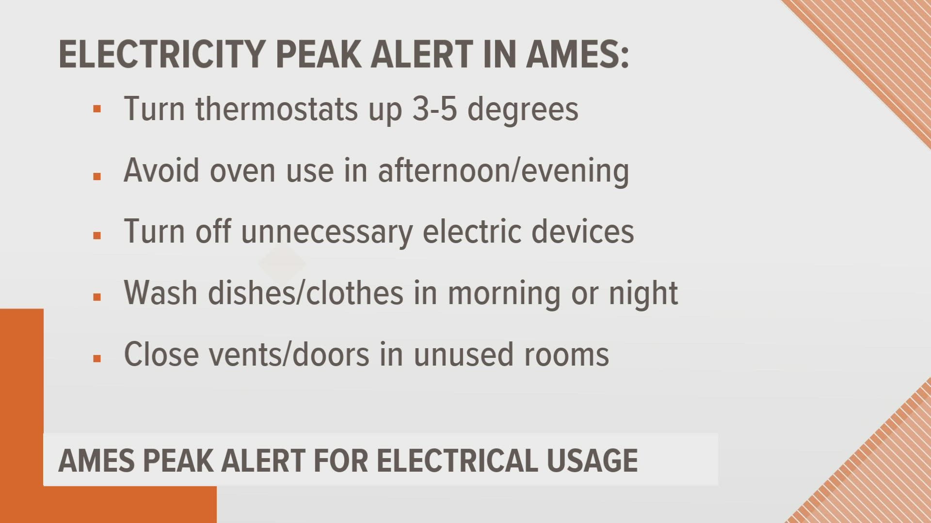 Ames Electric Services issues electricity use 'peak alert' | weareiowa.com