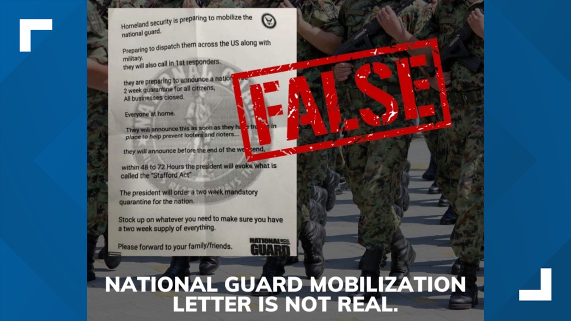 VERIFY: Fake letter claims the National Guard will institute a national ...