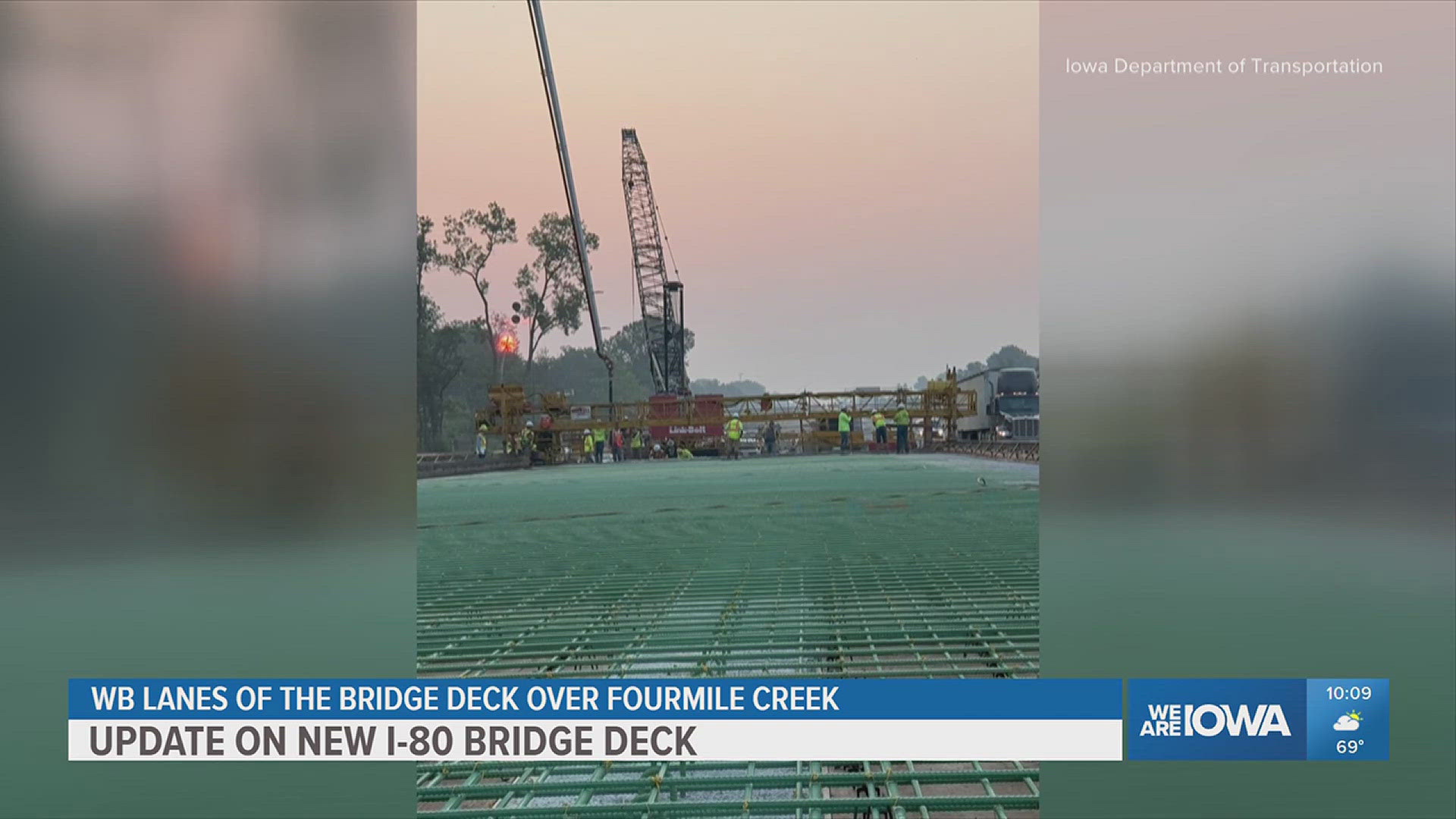 Iowa DOT crews working on new I-80 bridge over Fourmile Creek ...