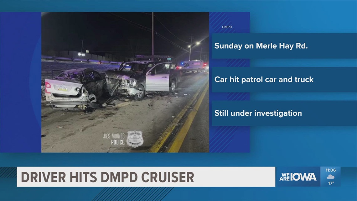 Des Moines police officer injured after driver hit cruiser Sunday night ...