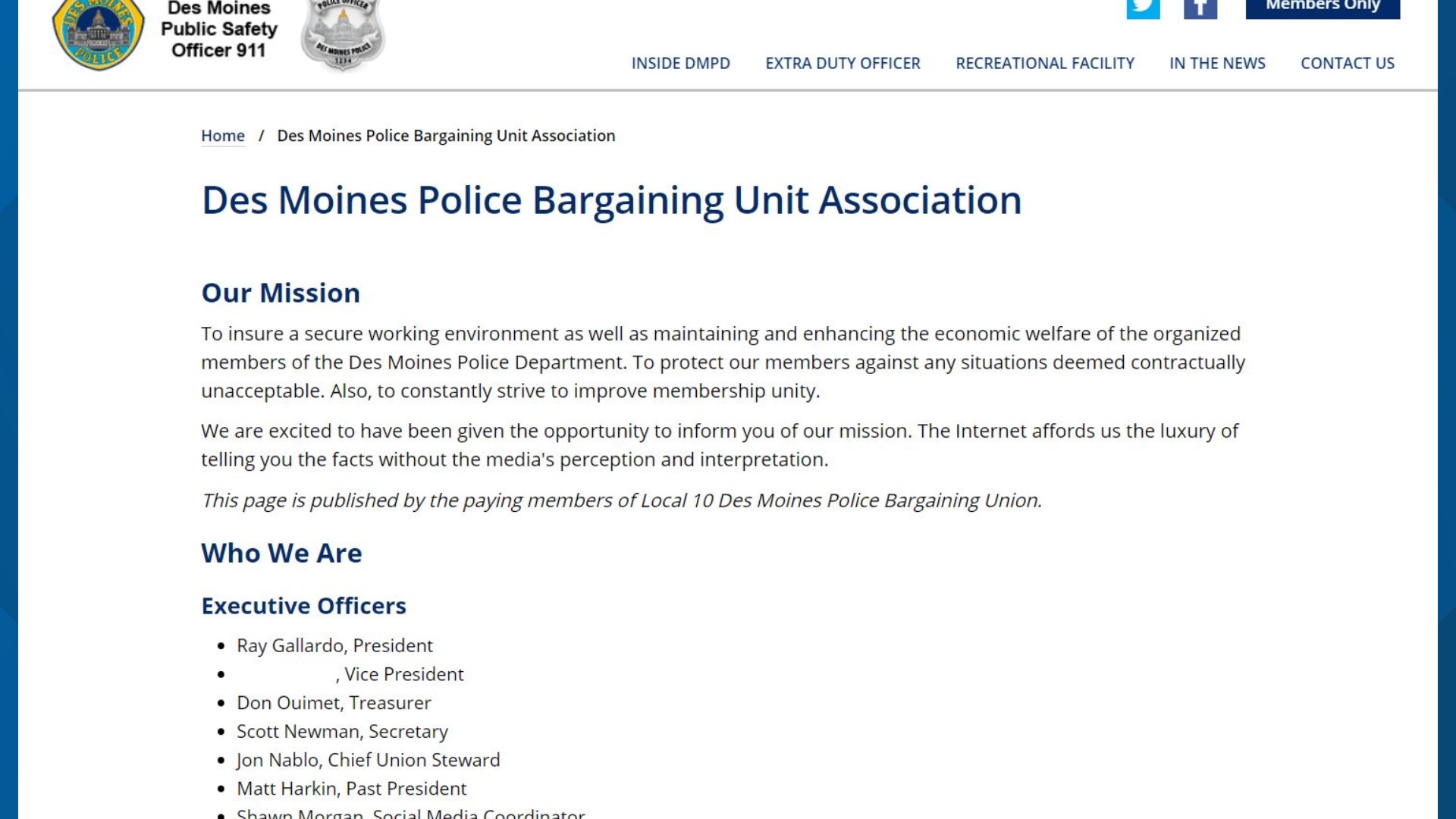 Des Moines police officer, union president leaves force amid internal ...