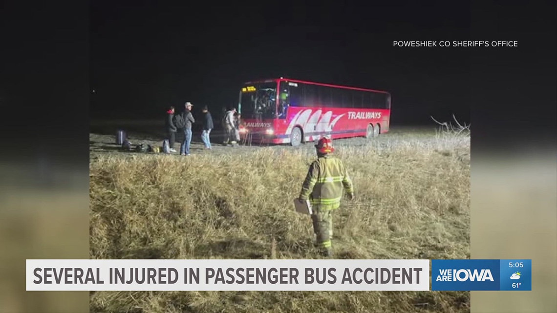 Multiple injured after passenger bus crash in Poweshiek County ...