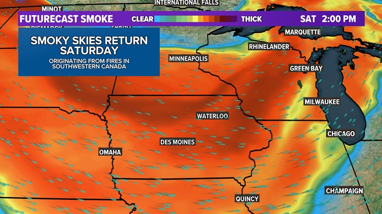 Wildfire smoke in Iowa could cause air quality issues Saturday ...