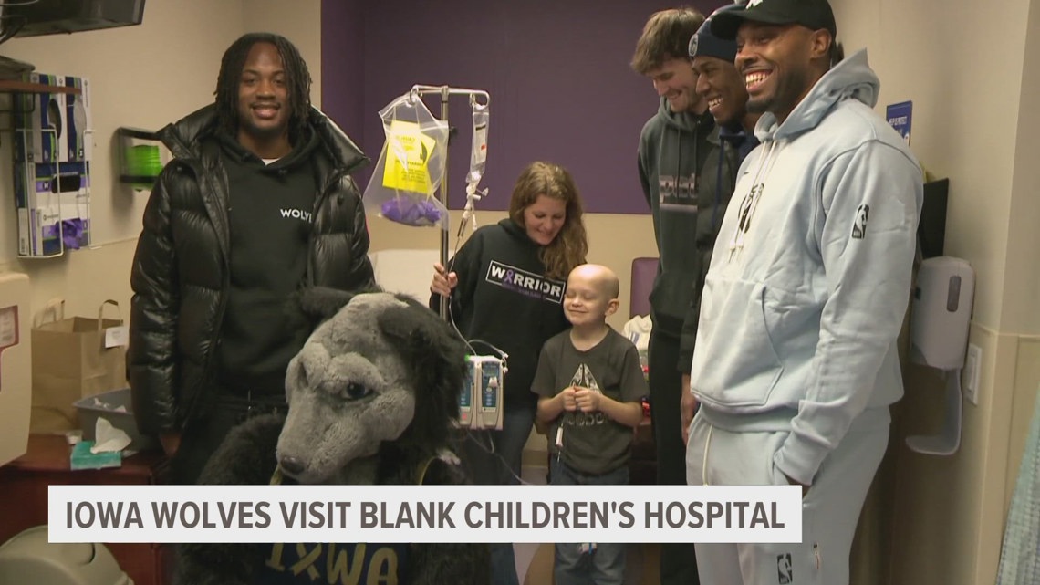 Iowa Wolves visit Blank Children's Hospital ahead of cancer awareness ...
