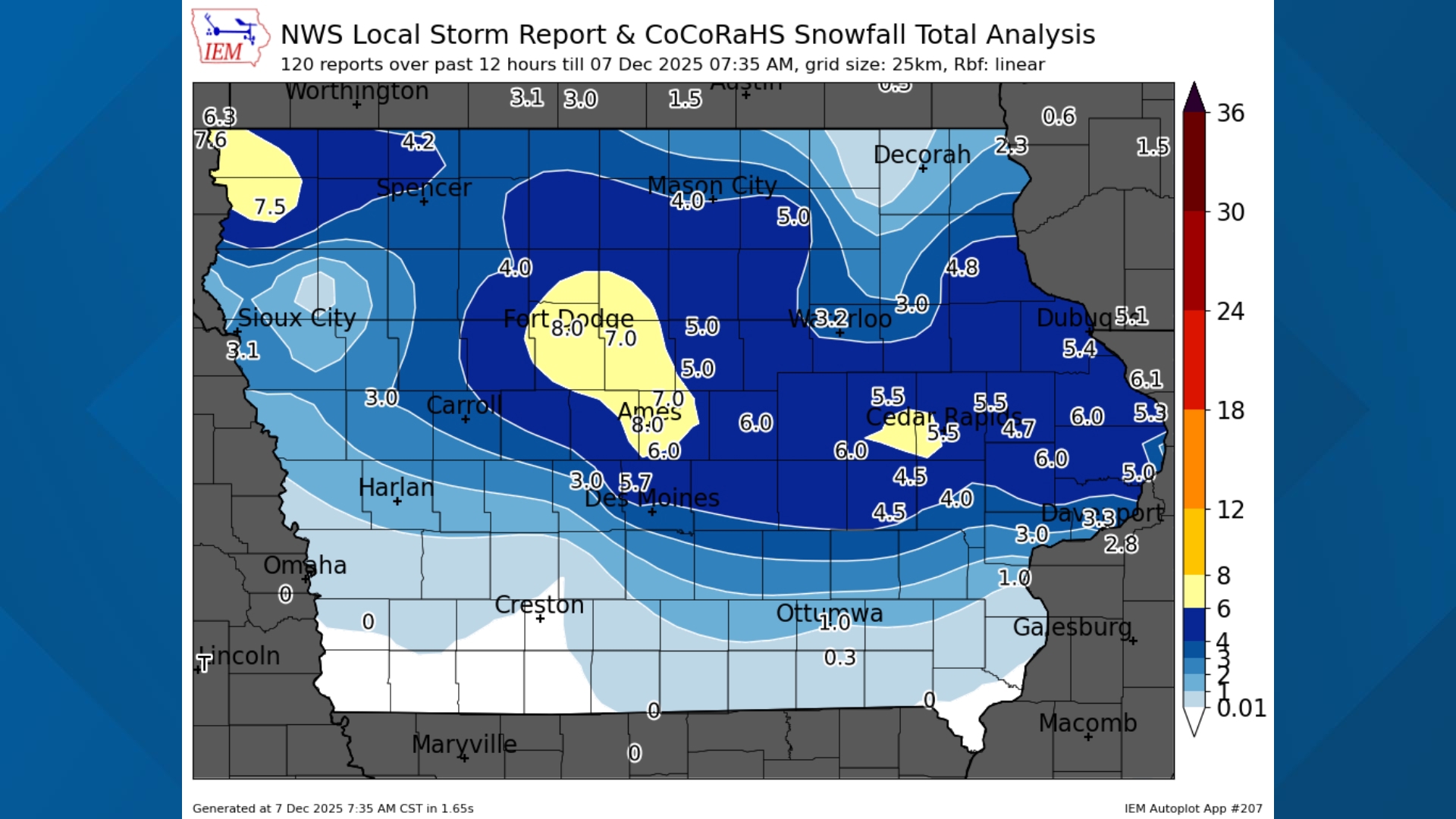 How much snow fell in central Iowa Saturday night? | weareiowa.com