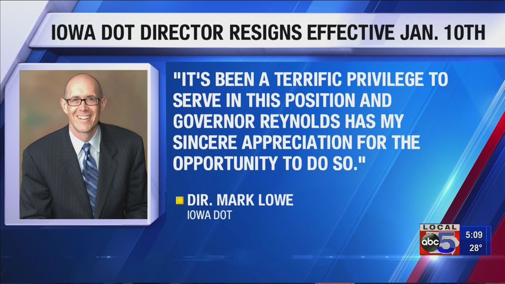 Iowa Department of Transportation director resigns | weareiowa.com