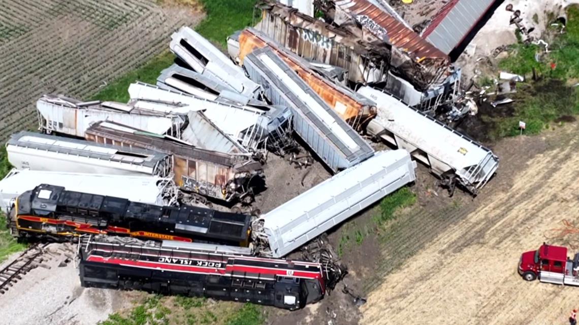 Iowa Train Derailment | AERIAL DRONE FOOTAGE | weareiowa.com
