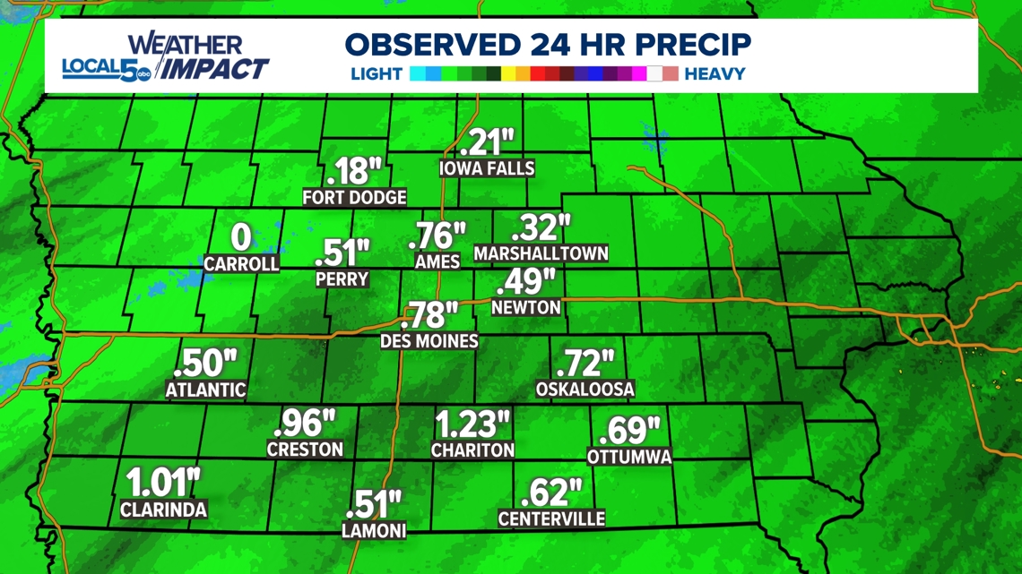 How much rain fell last night in central Iowa? Severe weather ...