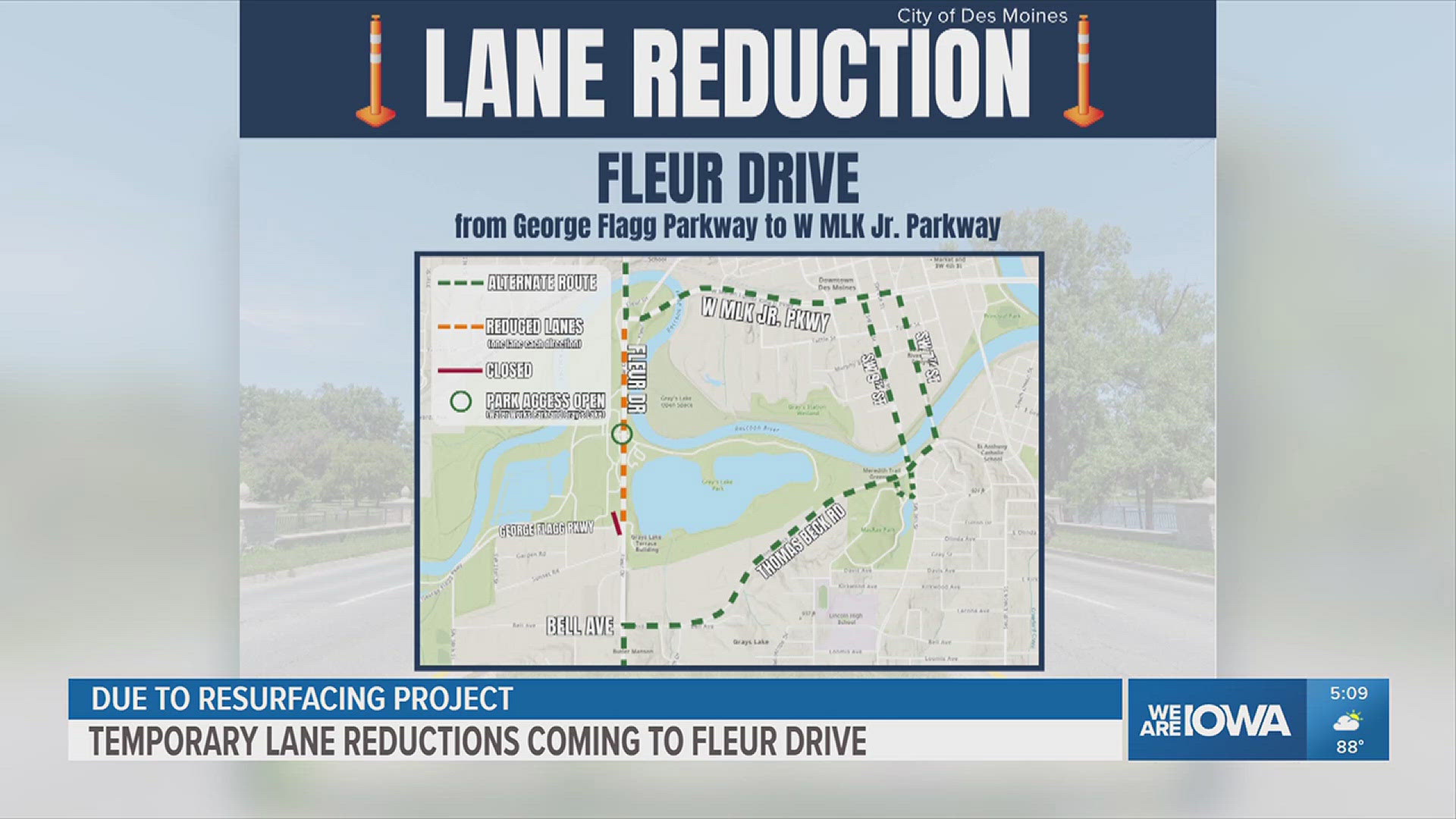 Temporary lane reductions coming to Fleur Drive for resurfacing project ...