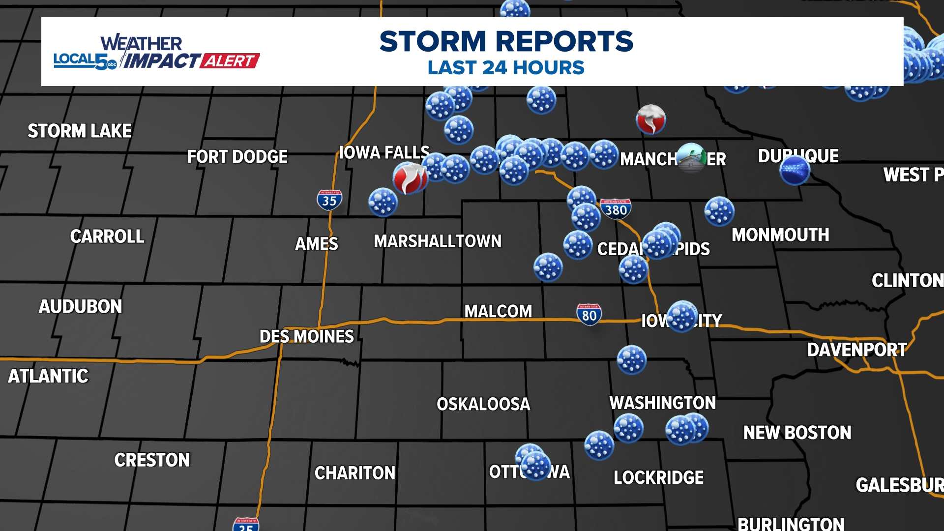 Severe storms bring large hail, brief tornadoes to central Iowa ...
