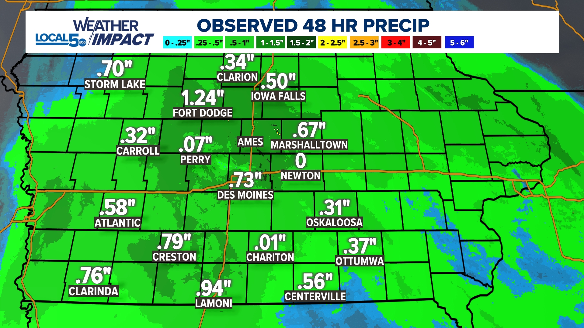 Iowa sees measurable rainfall totals between Tuesday and Wednesday ...