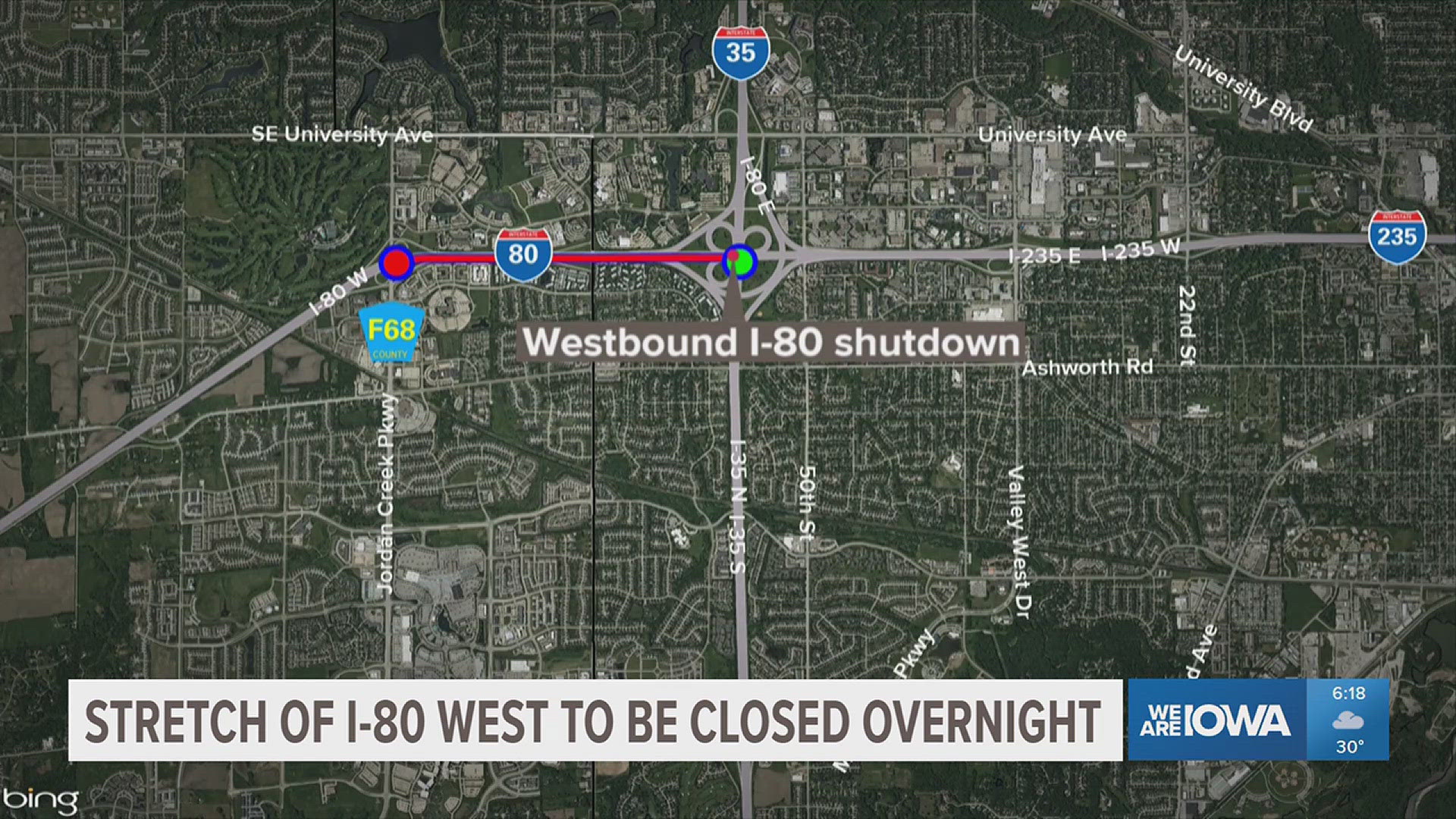 Portion of Westbound I-80 to close night of Dec. 2 | weareiowa.com