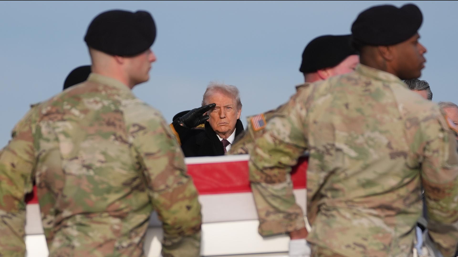 Trump, Iowa congressional leaders attend dignified transfer for slain ...