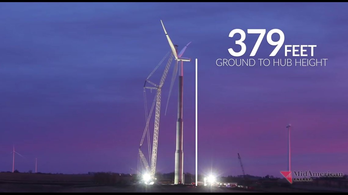 WATCH: MidAmerican builds record-breaking wind turbine in Iowa ...