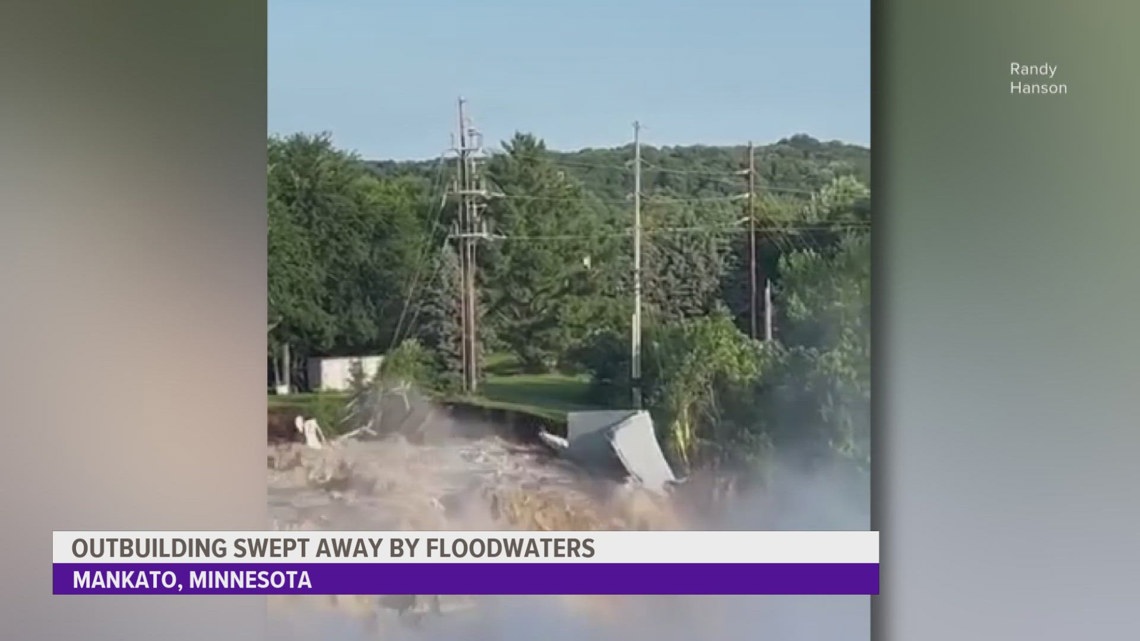 Building swept away in Mankato floodwaters | weareiowa.com