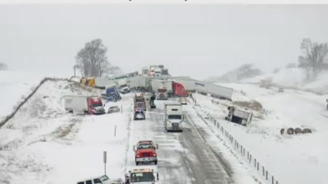 Watch: Iowa State Patrol car hit three times during crash on I-80 ...