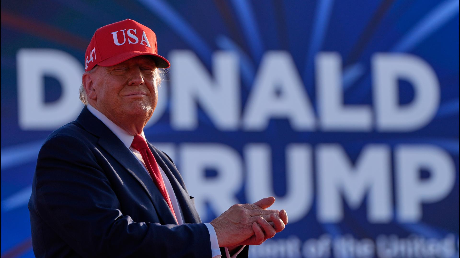President Donald Trump speaks in Des Moines Thursday, July 3 ...