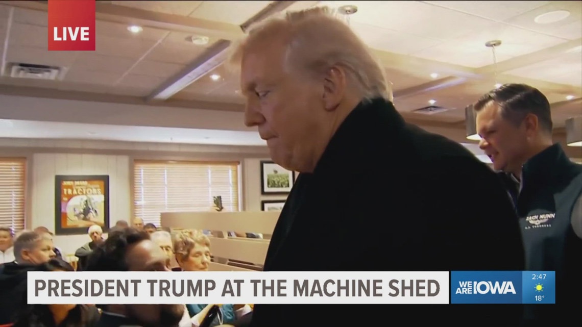 President Trump makes stop at Machine Shed restaurant in Urbandale ...