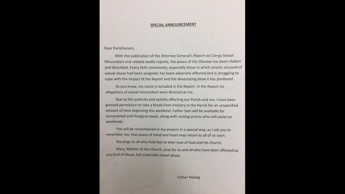 Diocese of Harrisburg priest takes leave of absence following release ...