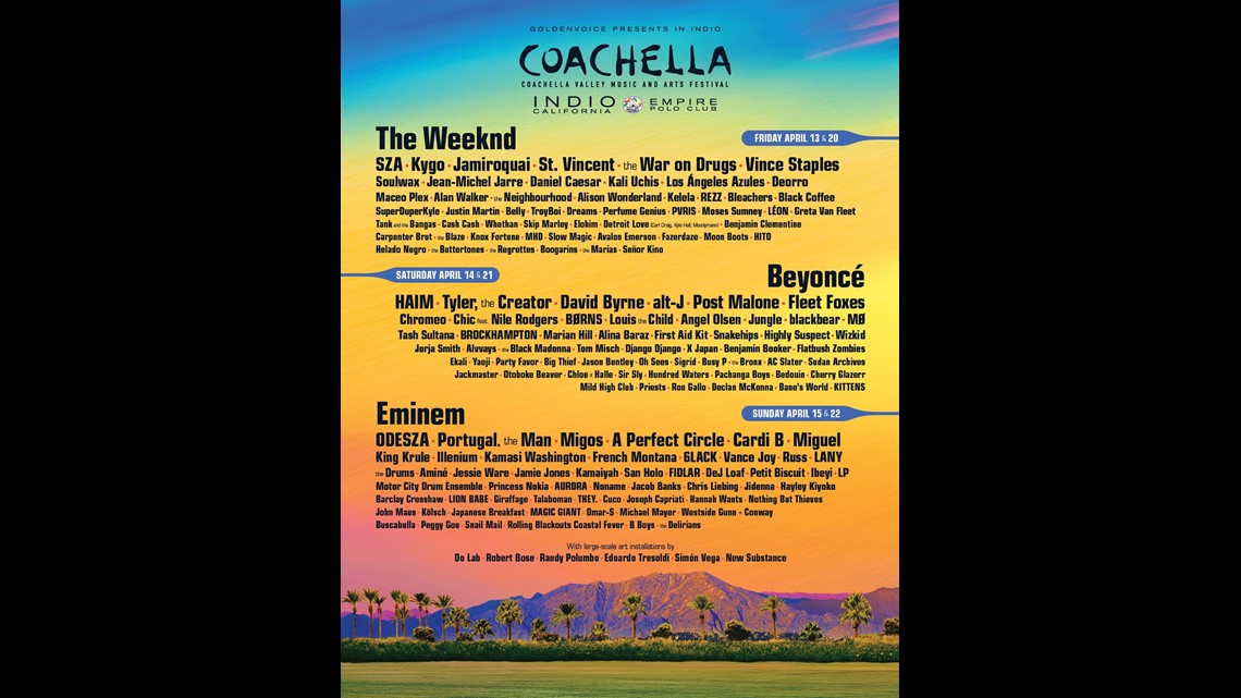 Coachella 2018 lineup: Beyoncé, The Weeknd and Eminem to headline ...