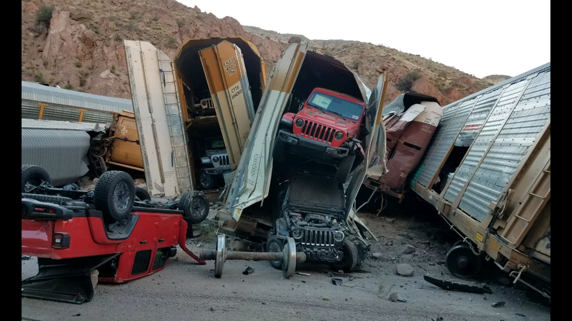 Dozens of brand-new cars destroyed in ‘spectacular’ train derailment ...