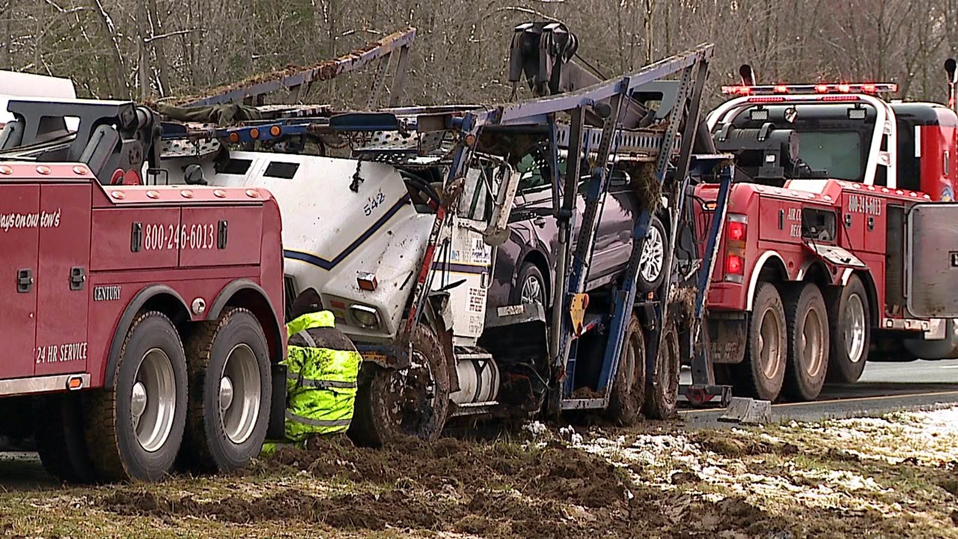 Charges pending after Car Carrier overturns on Route 222 in Brecknock ...