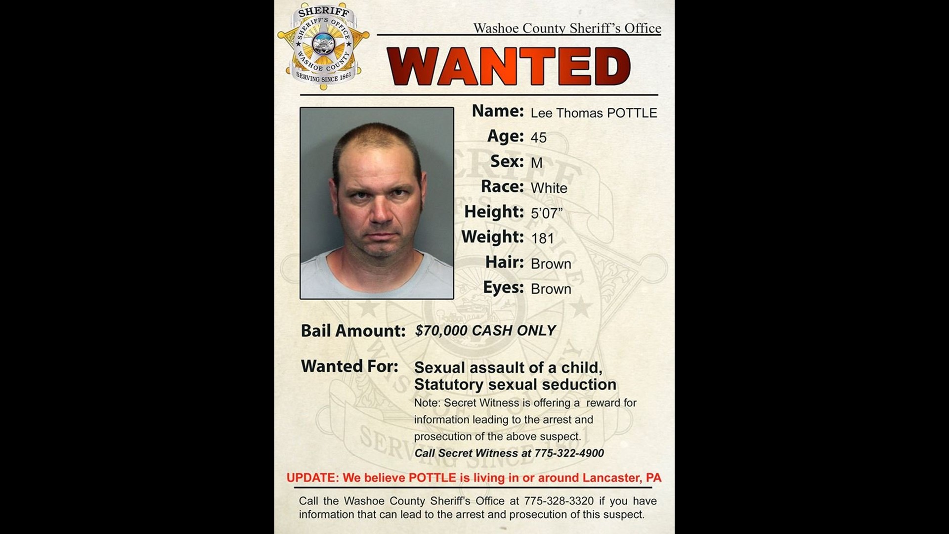 Man wanted on child rape charges in Nevada believed to be in Lancaster ...