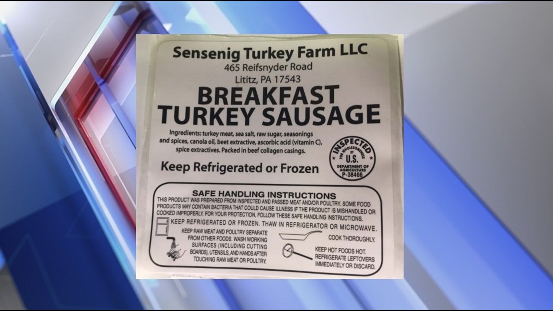 Sensenig Turkey Farm LLC recalls turkey sausage products | fox43.com