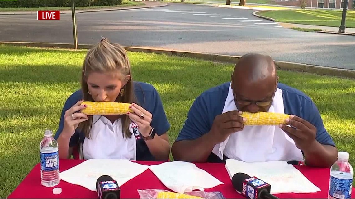 Live and Local: Jen and Chris go head to head in a corn eating contest ...