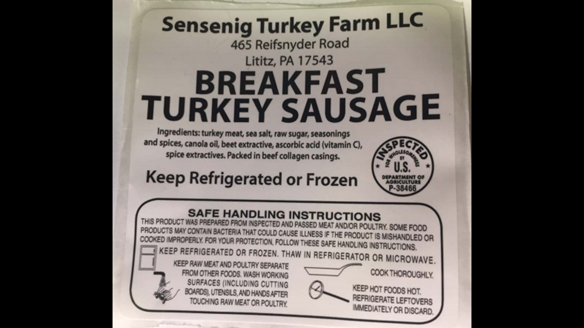 Sensenig Turkey Farm LLC recalls turkey sausage products | fox43.com