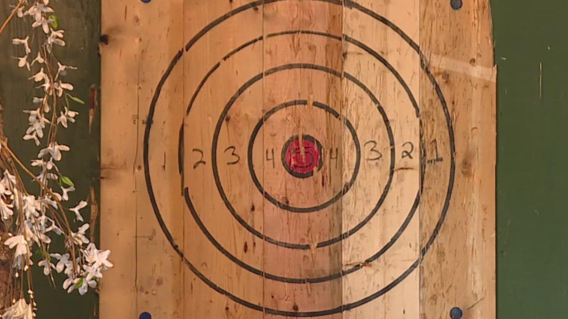 FOX43 morning team tests axe throwing skills in Camp Hill | fox43.com