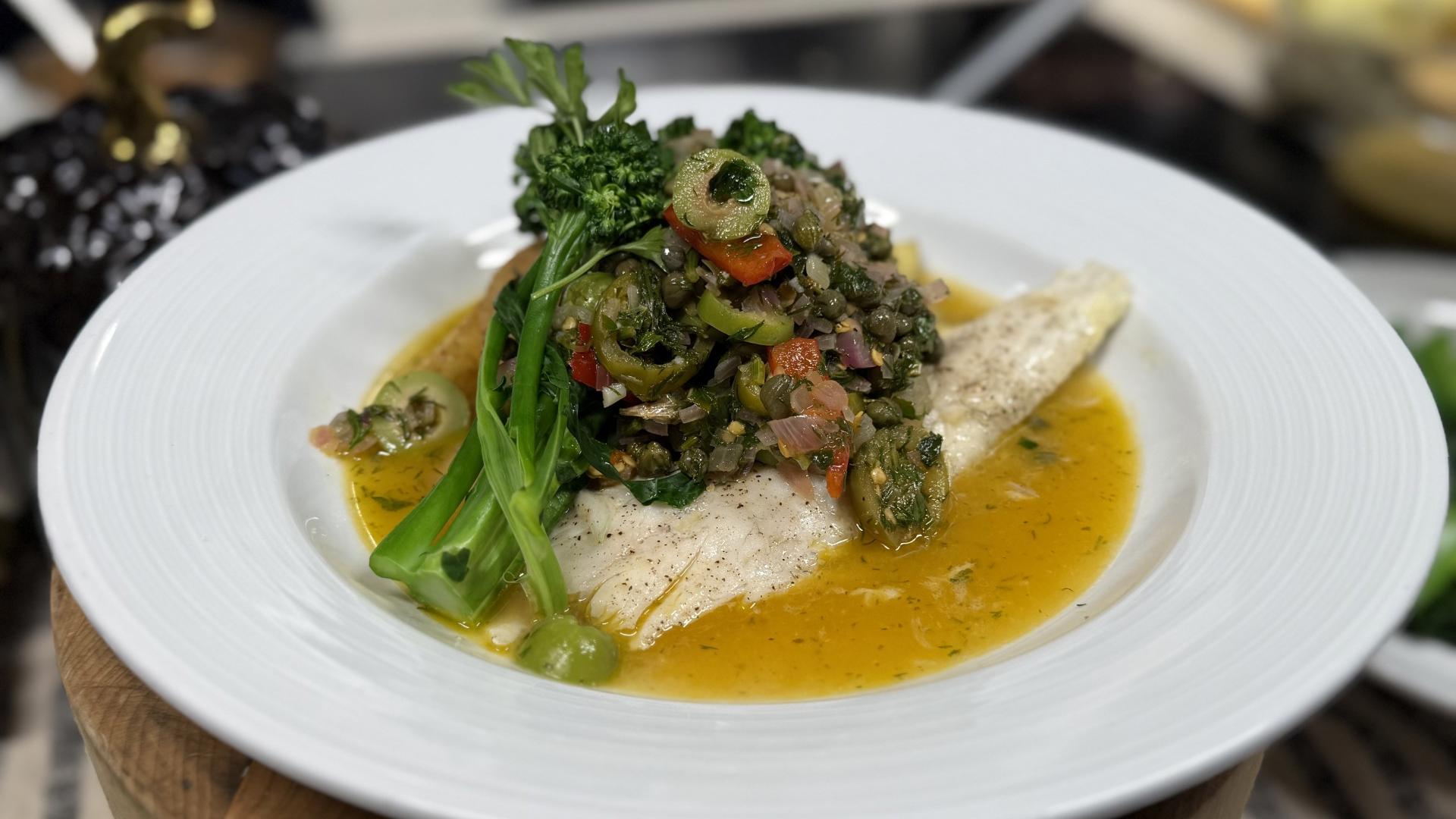 Olivia's prepares a baked bronzini and butter pecan martini | fox43.com