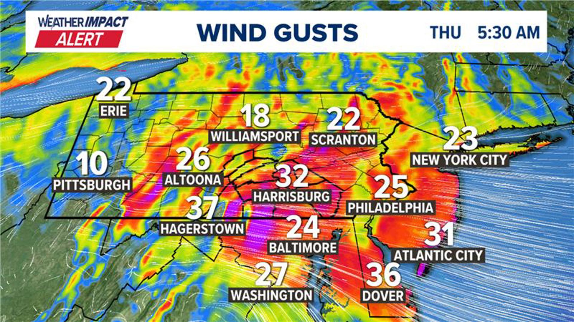 Weather Impact Alert for periods of heavy rain and gusty winds | fox43.com