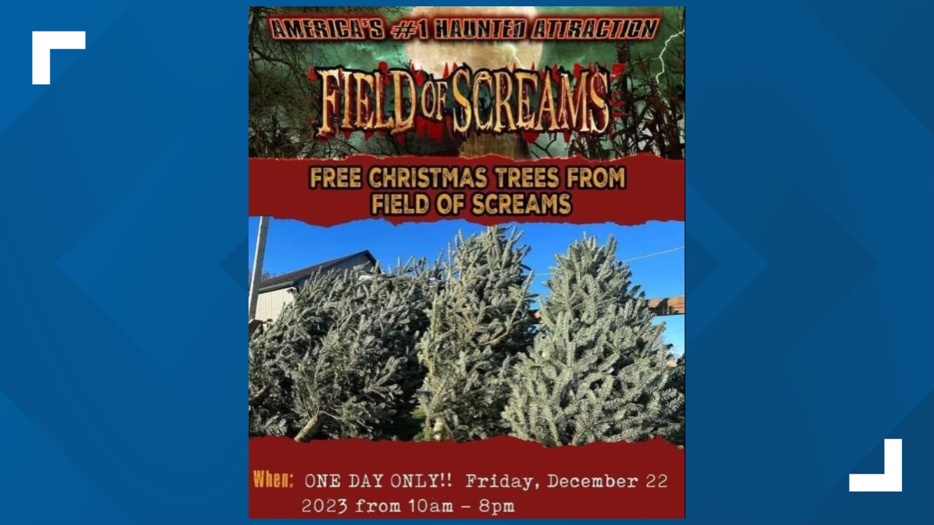 Field of Screams announces Christmas tree giveaway | fox43.com