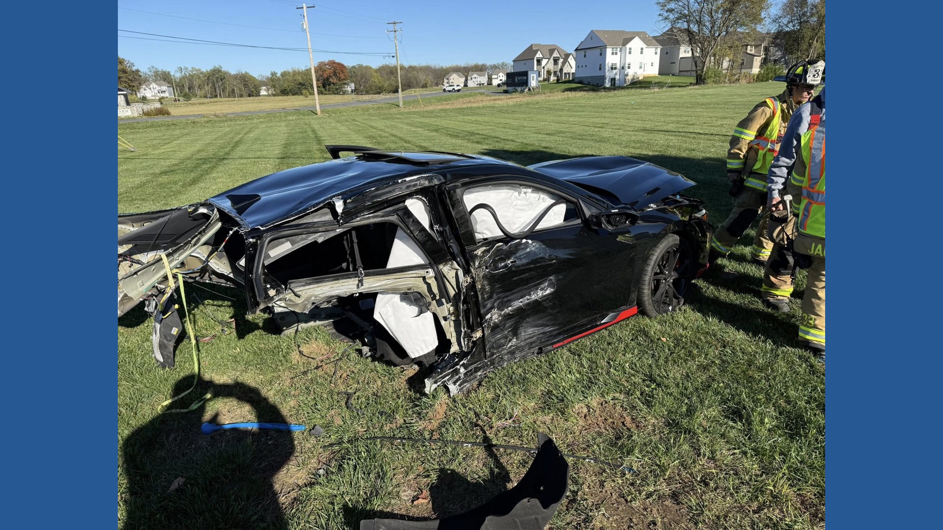 Car splits in half after hitting tree in Cumberland County | fox43.com